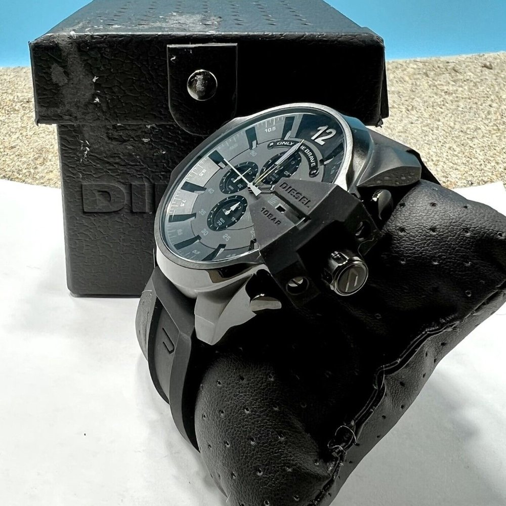 Diesel Men's Chronograph Mega Chief Black Silicone St… - Gem